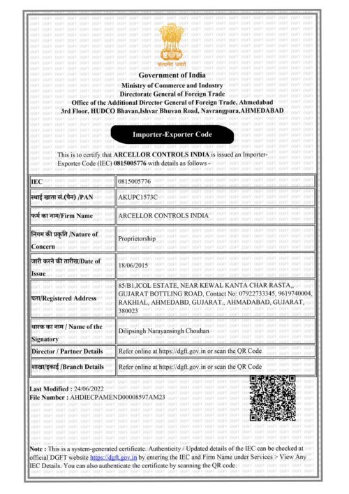 Quality and Compliance Certificate | Arcellorcontrols